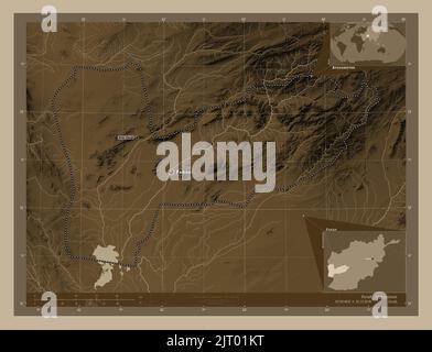Farah, province of Afghanistan. Colored elevation map with lakes and ...