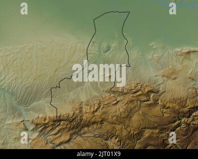 Faryab, province of Afghanistan. Elevation map colored in wiki style ...
