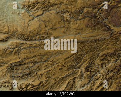 Ghor, province of Afghanistan. Colored elevation map with lakes and ...