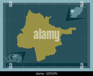 Hirat, province of Afghanistan. Solid color shape. Locations of major ...