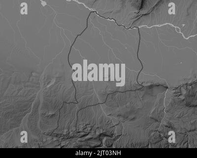 Jawzjan, province of Afghanistan. Grayscale elevation map with lakes ...