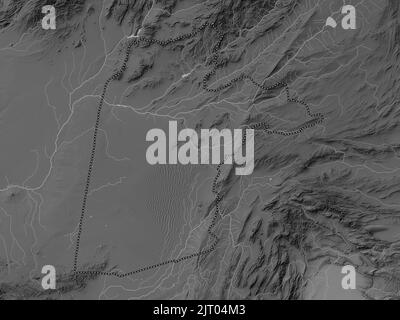 Kandahar, province of Afghanistan. Grayscale elevation map with lakes ...