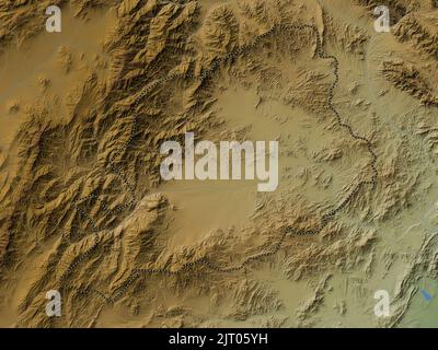 Khost, province of Afghanistan. Colored elevation map with lakes and ...