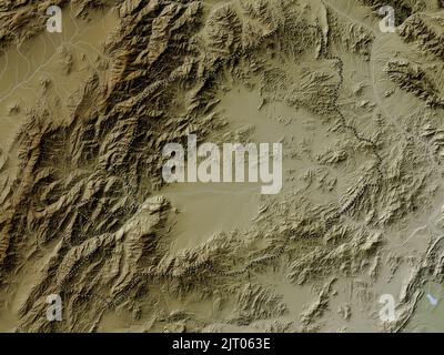 Khost, province of Afghanistan. Colored elevation map with lakes and ...
