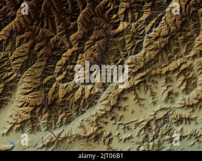 Kunar, province of Afghanistan. Colored elevation map with lakes and ...