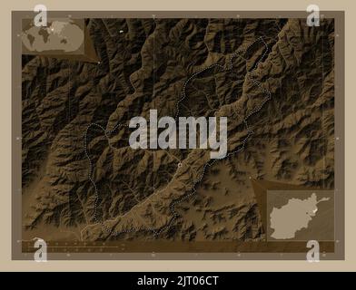 Kunar, province of Afghanistan. Colored elevation map with lakes and ...