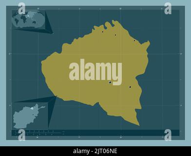 Kunduz, province of Afghanistan. Solid color shape. Corner auxiliary ...