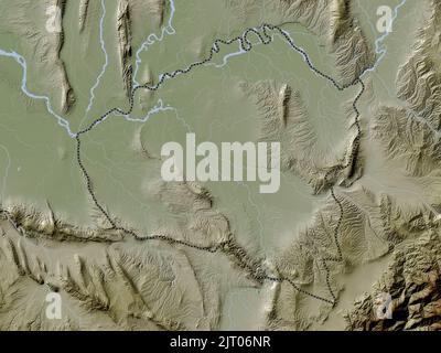 Kunduz, province of Afghanistan. Colored elevation map with lakes and ...
