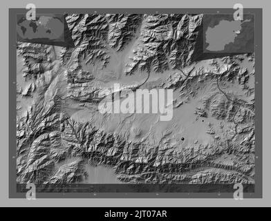 Nangarhar, province of Afghanistan. Bilevel elevation map with lakes ...