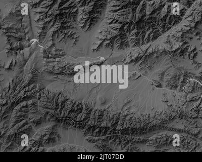 Nangarhar, province of Afghanistan. Grayscale elevation map with lakes ...
