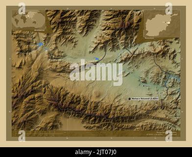 Nangarhar, province of Afghanistan. Colored elevation map with lakes ...