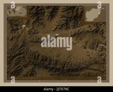 Nangarhar, province of Afghanistan. Colored elevation map with lakes ...