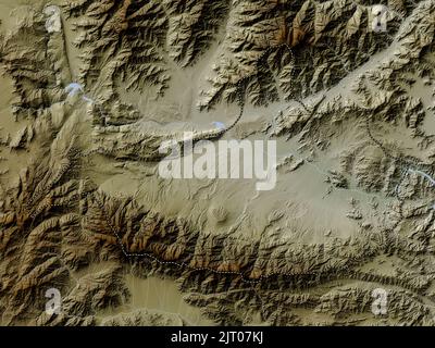 Nangarhar, province of Afghanistan. Colored elevation map with lakes ...