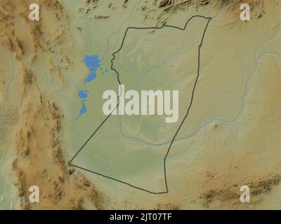 Nimroz, province of Afghanistan. Colored elevation map with lakes and ...
