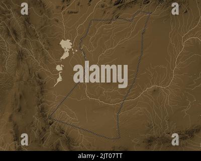 Nimroz, province of Afghanistan. Colored elevation map with lakes and ...
