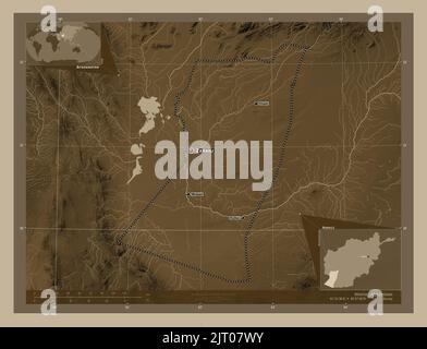 Nimroz, province of Afghanistan. Colored elevation map with lakes and ...