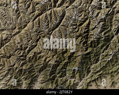Nuristan, province of Afghanistan. Low resolution satellite map. Corner ...