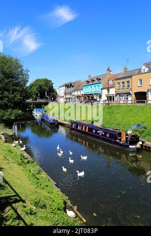 Narrowboats; river Nene; March town; Cambridgeshire; England; UK Stock ...