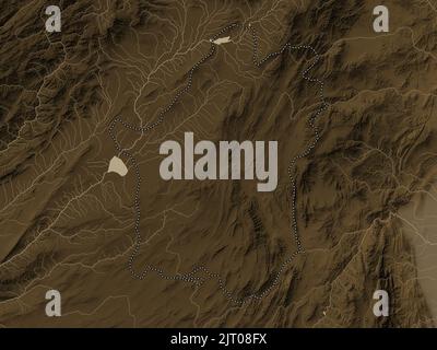 Paktika, province of Afghanistan. Colored elevation map with lakes and ...