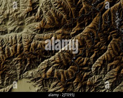 Panjshir, province of Afghanistan. Colored elevation map with lakes and ...