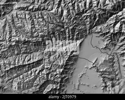 Parwan, province of Afghanistan. Bilevel elevation map with lakes and ...