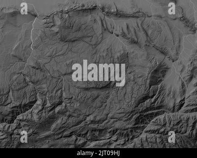 Samangan, province of Afghanistan. Grayscale elevation map with lakes ...