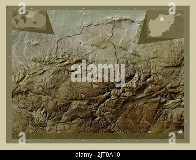 Sari Pul, province of Afghanistan. Colored elevation map with lakes and ...
