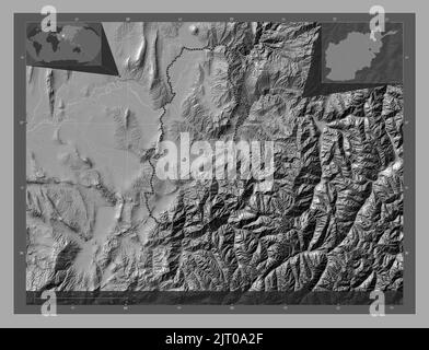 Takhar, province of Afghanistan. Bilevel elevation map with lakes and ...