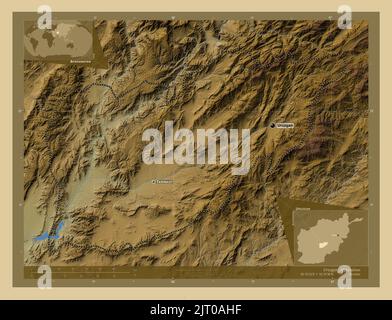Uruzgan, province of Afghanistan. Colored elevation map with lakes and ...