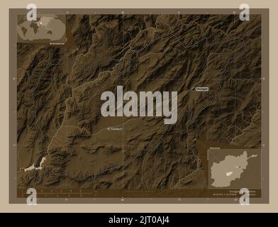 Uruzgan, province of Afghanistan. Colored elevation map with lakes and ...