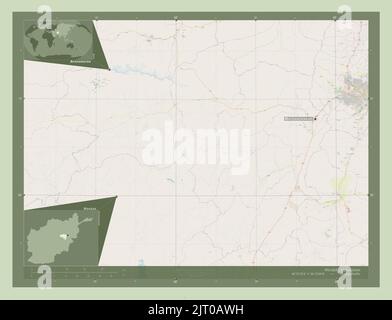 Wardak, province of Afghanistan. Open Street Map. Locations of major ...