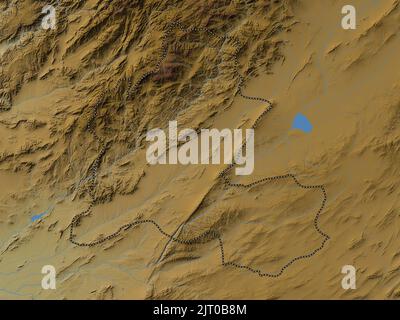 Zabul, province of Afghanistan. Colored elevation map with lakes and ...