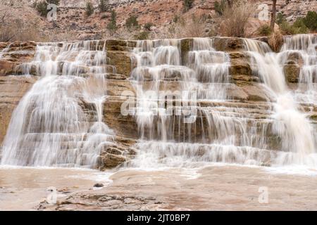 Toquerville Falls is a small waterfall on La Verkin Creek in the desert ...