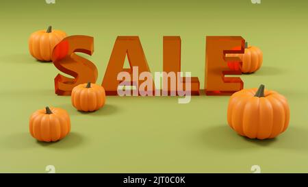 Luxury inscription autumn Sale on orange podium, soft light, front view ...