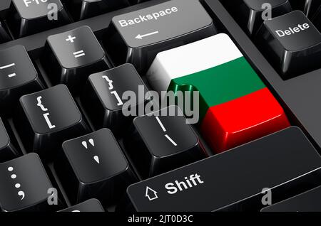 Bulgarian flag on laptop keyboard. Online business, e-education ...