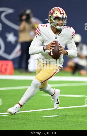 San Francisco 49ers quarterback Trey Lance takes part in drills during ...