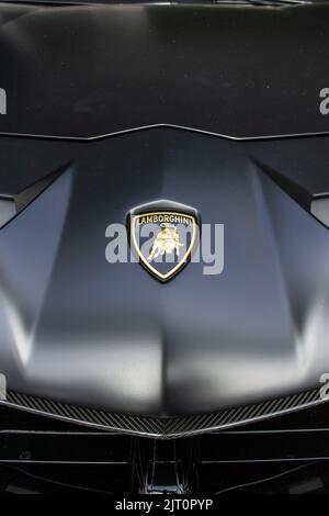 A matte black Lamborghini Aventador SVJ luxury car Stock Photo - Alamy