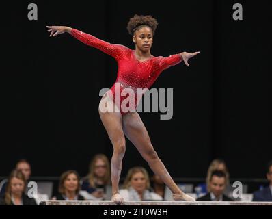 August 21, 2022: Skye Blakely of WOGA competes on the balance beam ...