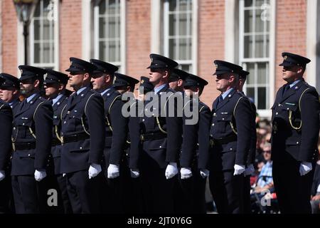 Gardai during a parade at Dublin Castle in Dublin marking 100 years ...