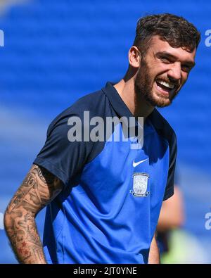 Troy Parrott (15) of Preston North End pre match pitch inspection Stock ...