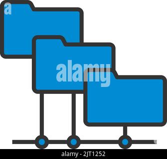 Folder Network Icon. Editable Bold Outline With Color Fill Design ...