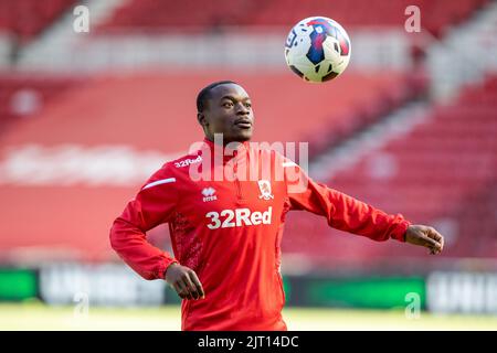 Marc Bola #27 of Middlesbrough during the warm up for the game Stock ...