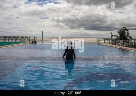 A woman seen in the Hotel Jol Torongo swimming pool near Cox's Bazar ...