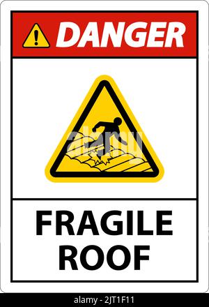 Danger Fragile Roof Sign On White Background Stock Vector Image & Art ...