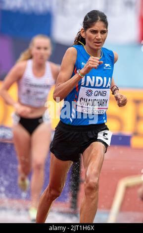 Parul Chaudhary of India competing in the women’s 3000m steeplechase ...