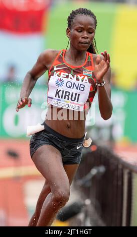 Purity Kirui of Kenya competing in the women’s 3000m steeplechase heats ...