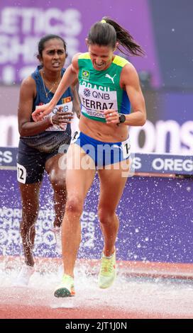 Simone Ferraz of Brazil competing in the women’s 3000m steeplechase ...