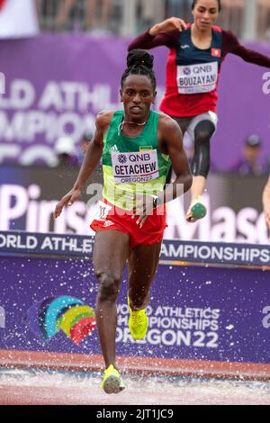 Werkuha Getachew of Ethiopia competing in the women’s 3000m ...