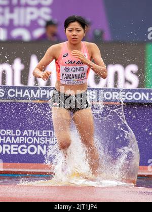 Yuno Yamanaka of Japan competing in the women’s 3000m steeplechase ...