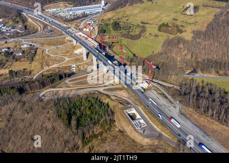 Freeway bridge viaduct Eisern of the freeway A45 Sauerlandlinie ...
